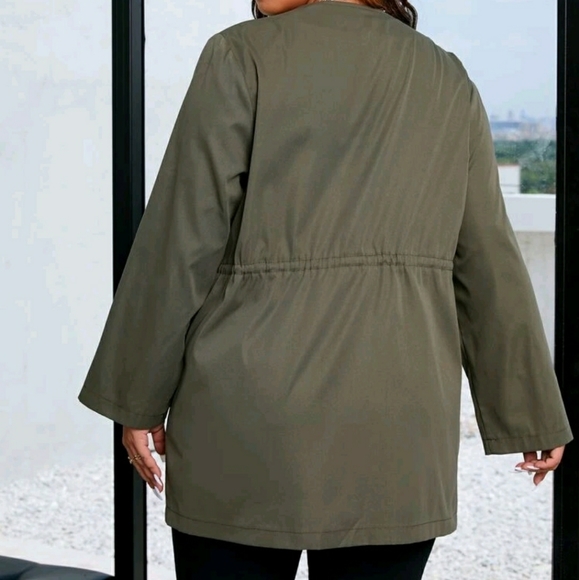 SHEIN | Jackets & Coats | Waterfall Collar Drawstring Waist Coat Xl ...